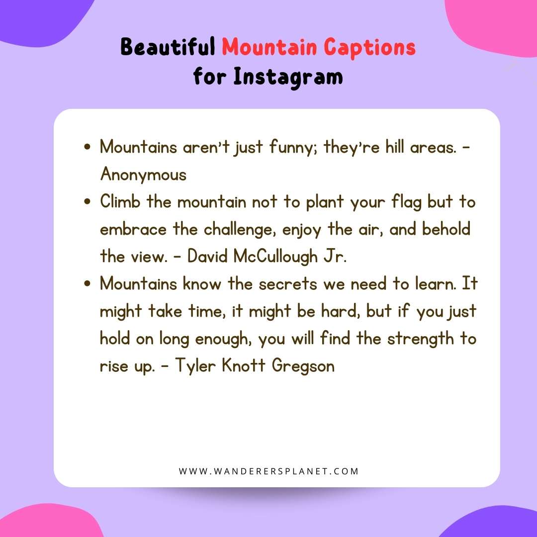 100 Beautiful Mountain Captions for Instagram