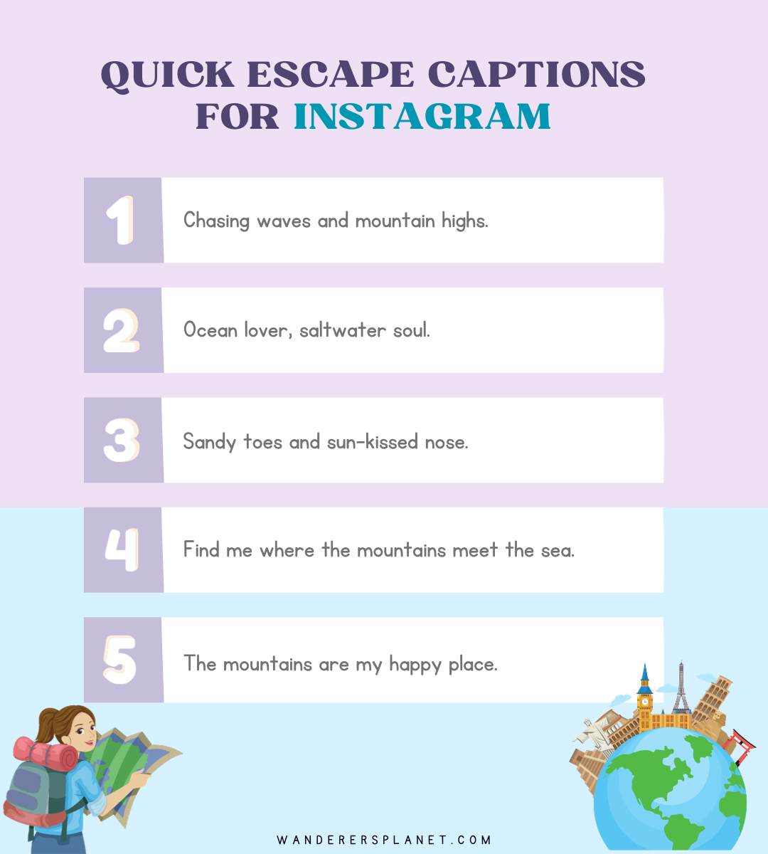50 Quick Escape Captions for Instagram - Wanderersplanet